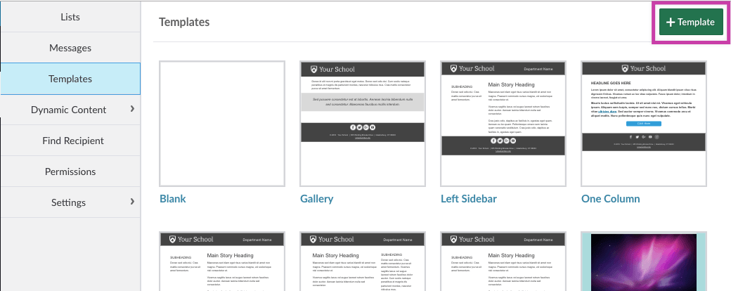 Create a Messages template – Finalsite Support